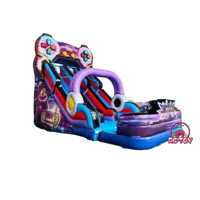 Level Up Gamer Inflatable Water Slide - Ruichen Inflatables ...
